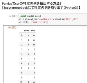 Pandasにてcsvの特定の列や行を抽出する方法【指定の行や列を取り出す（python3）：Jupyternotebook】 | ウルトラフリーダム